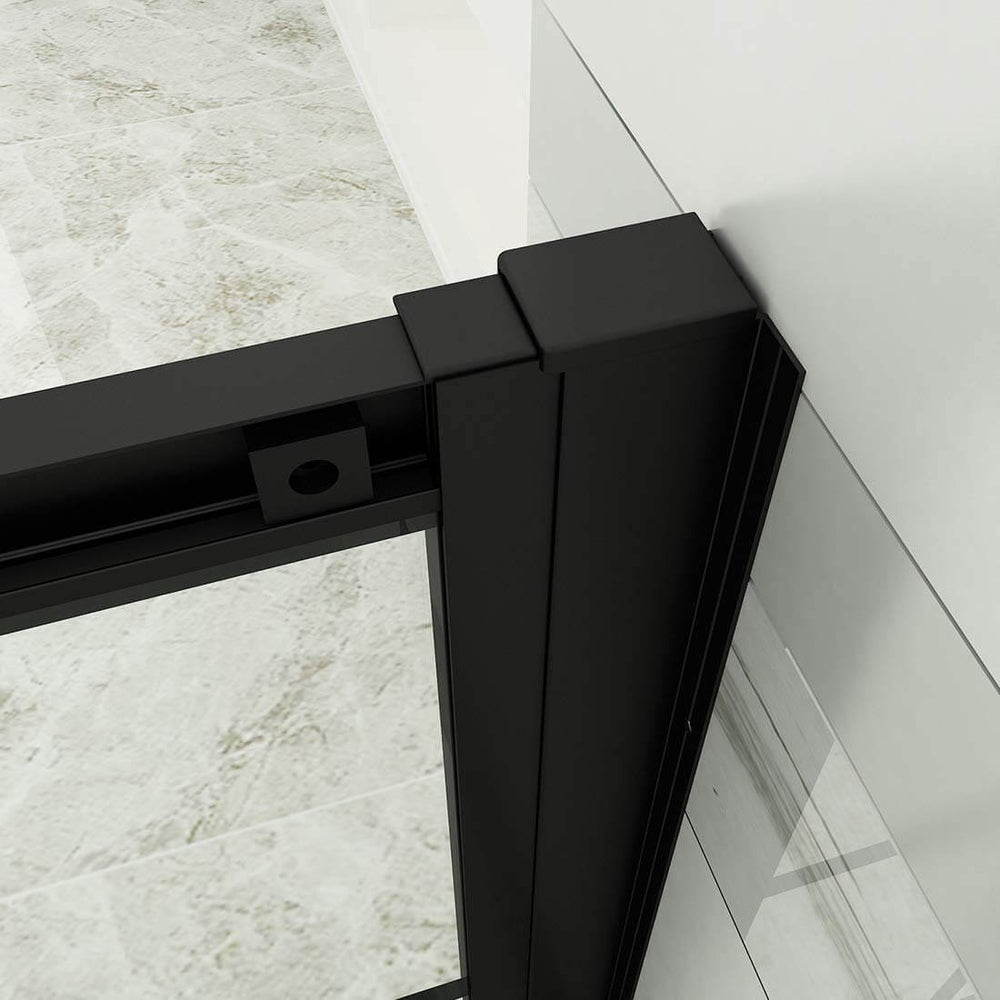 SUNNY SHOWER 1/4 inch Clear Glass Double Sliding Corner Enclosure