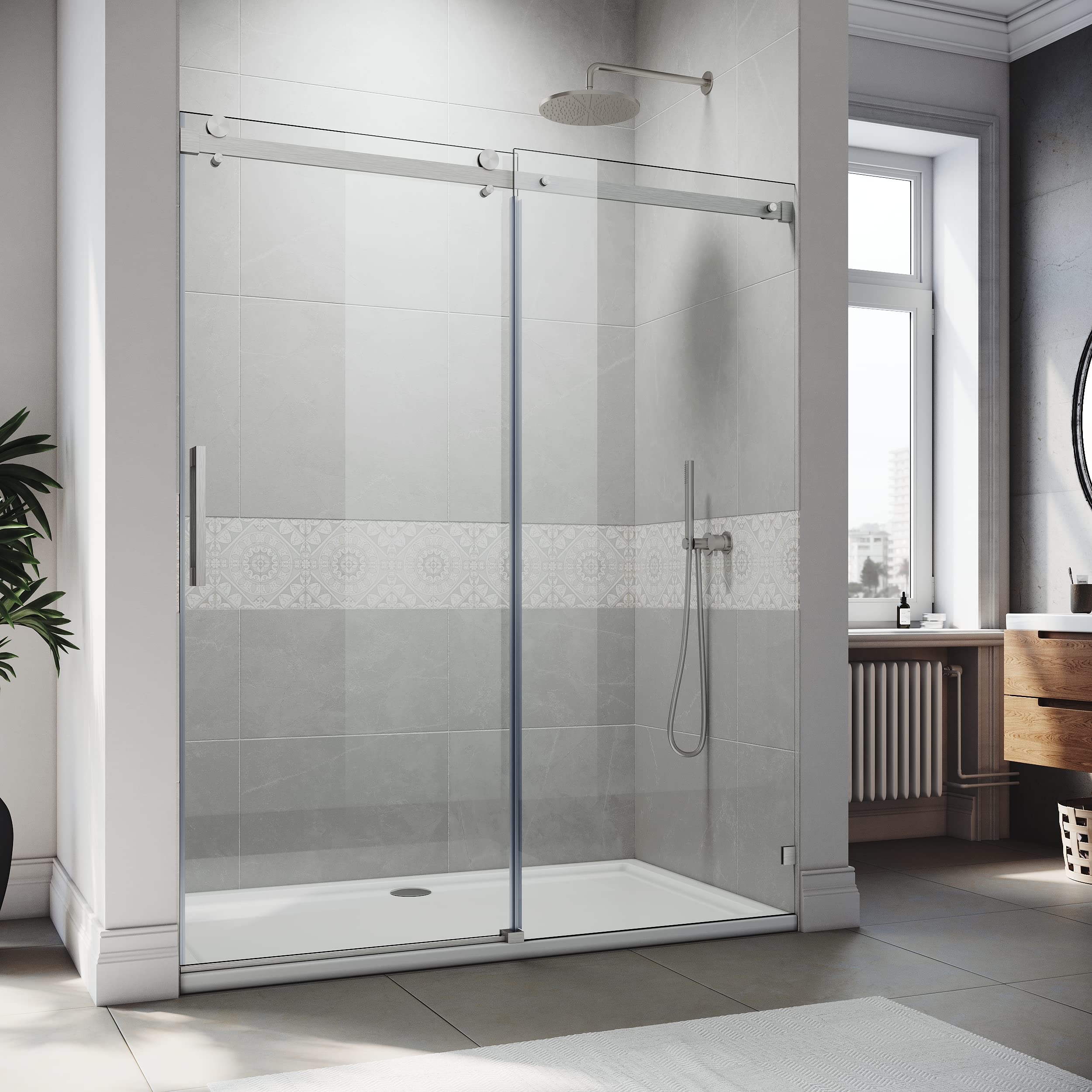 SUNNY SHOWER 5/16 inch Frameless Sliding Shower Doors - SUNNY SHOWER