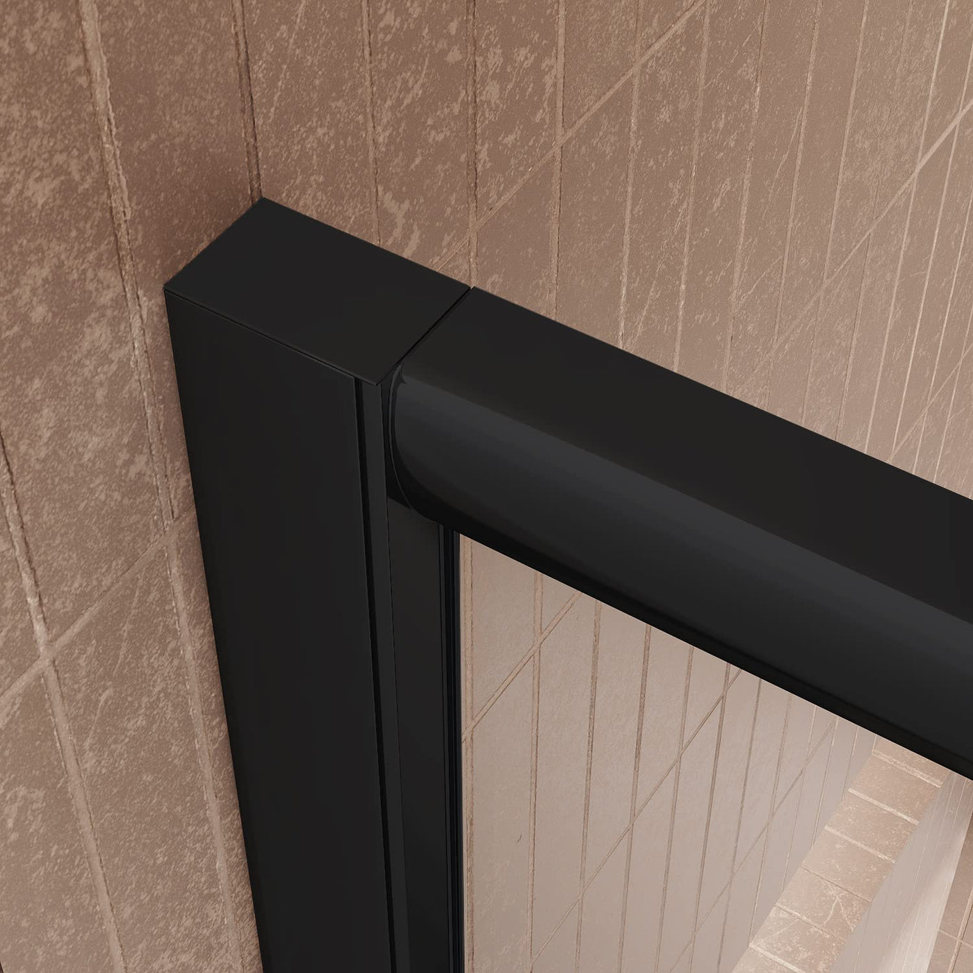 SUNNY SHOWER 1/4 in. Clear Glass Black Double Sliding Doors Quadrant ...